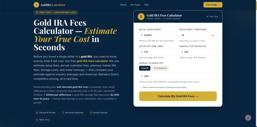 New Free Gold IRA Fees Calculator Launches to Help Retirees Estimate ...